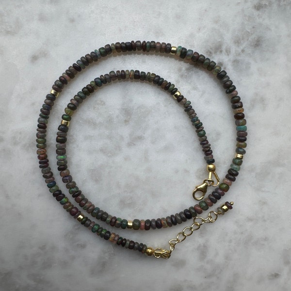 Lavender Fire Ethiopian Opal Bar Pendant Necklace, Handmade Pendant ...