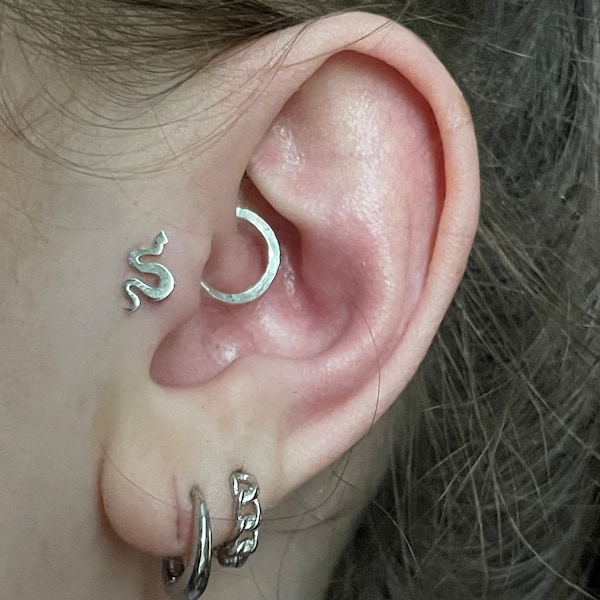 Sterling Silver Daith Ring Hammered, 8mm Silver Daith Ring, 10mm ...