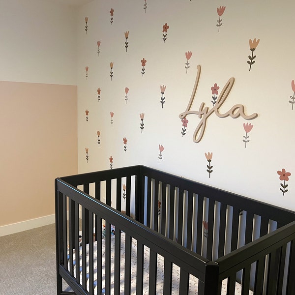 Wildflower Fabric Wall Decals, Boho Floral Decals for Girls Nursery ...