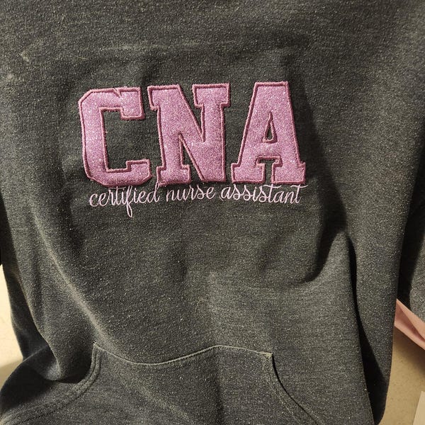 CNA Block Applique Embroidery Certified Nurse Assistant Satin Script ...