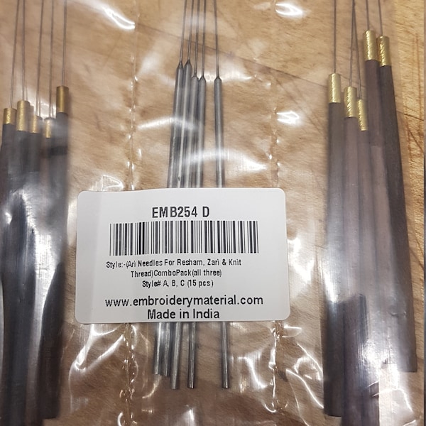 Aari (0.5MM) Needle for Beading and French Wire Embroidery With Handles ...