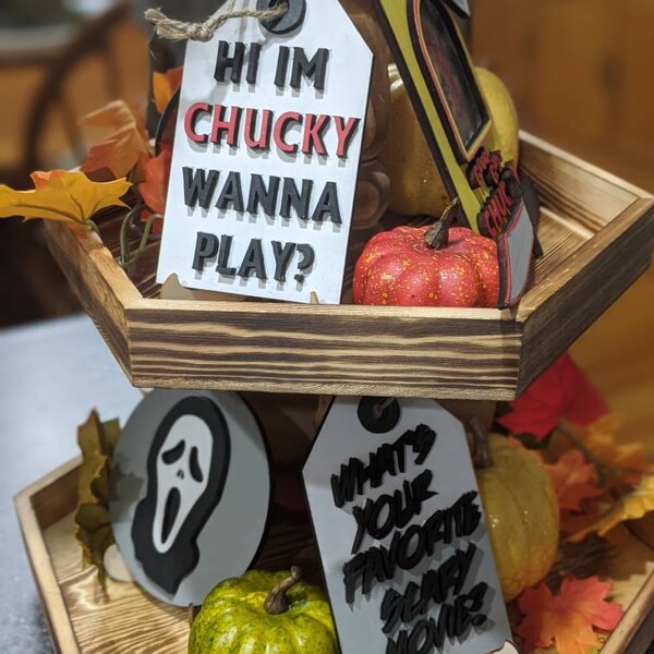 Horror Movie Sign / Tiered Tray Decor / Horror Decor / Scary Tiered ...