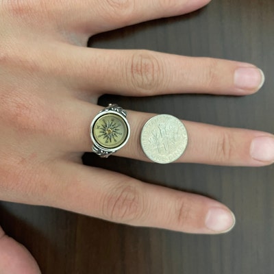 Working Compass Ring Sterling Silver, Silver Twig Ring, Compass Jewelry ...