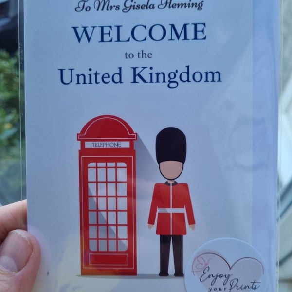 Custom Welcome Card, Welcome to the United Kingdom Card, Welcome to the ...