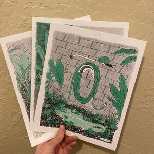 Patio Frog Small Risograph Art Print - Etsy