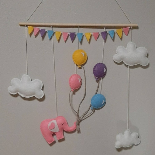 Felt Elephant Baby Mobile Pattern | Elephant Nursery Mobile Sewing ...