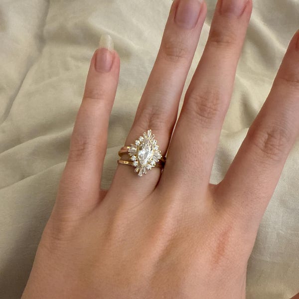 1890's Retro Edwardian Antique Round Cut Diamond Engagement Ring Set ...