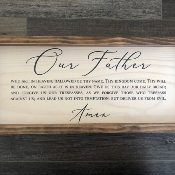 Our Father Sign, Our Father Who Art in Heaven, Christian Wall Art ...