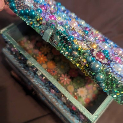 Mermaid Sands Mosaic Box / 6 X 4 X 2 Rhinestones and Faux Pearls ...