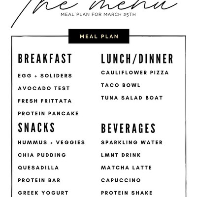 Minimalist Meal Prep Menu Template - Etsy