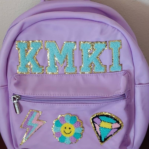 Custom Nylon Mini Backpack With Chenille Letters Personalized Backpack ...