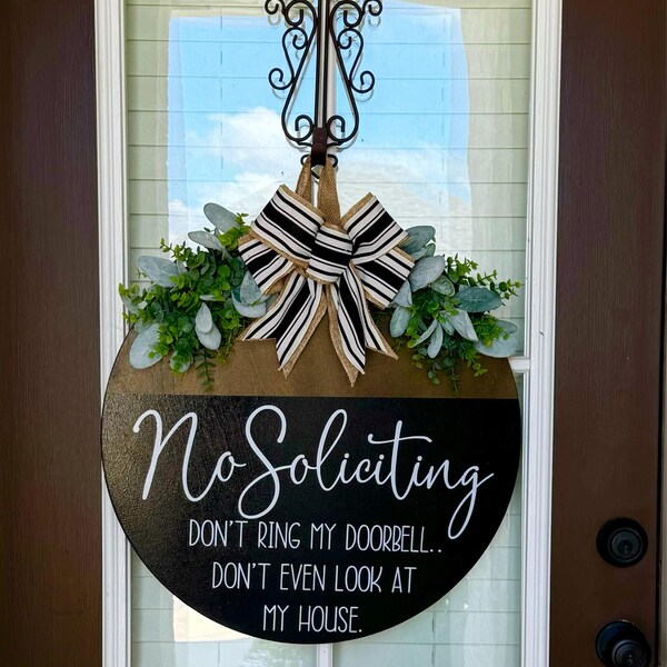 Front Door Decor | No Soliciting Sign | Year Round Wreath | Funny Front ...
