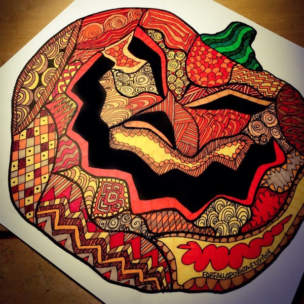 Scarecrow Zentangle Drawing Coloring Page to Print Download Spooky Fear ...