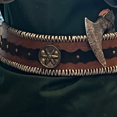 Hero Belt valhalla, Medieval Leather Wide Brown Belt for LARP, Medieval ...