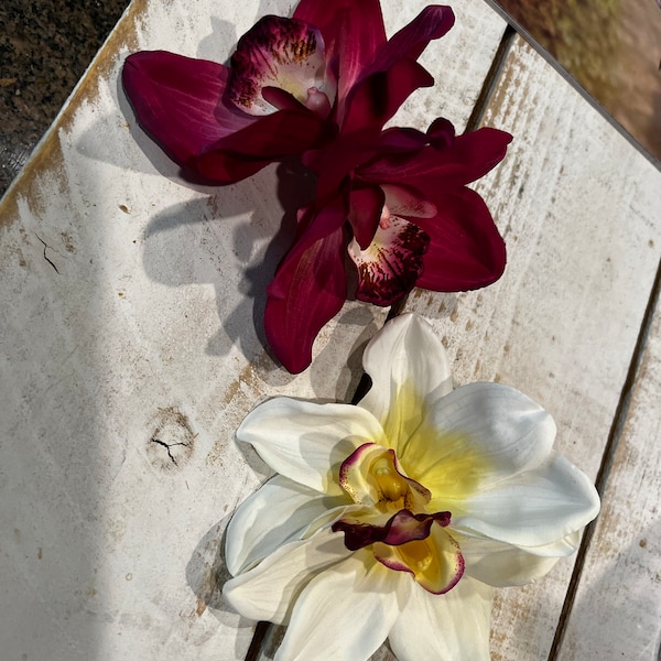 Large Double 4.5" Fuchsia Pink Orchid Poly Silk Flower Hair Clip - Etsy