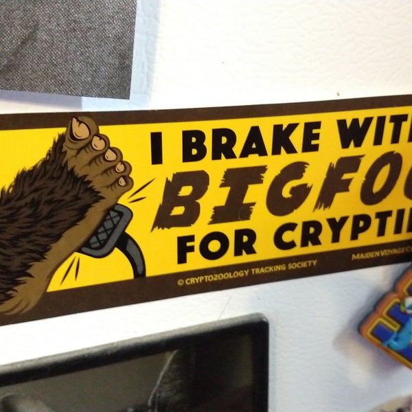 Bigfoot Bumper Sticker - Retro I Brake for Cryptids Cryptozoology ...