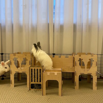 Wooden Rabbit House, Bunny сastle 2 Ramps - Etsy