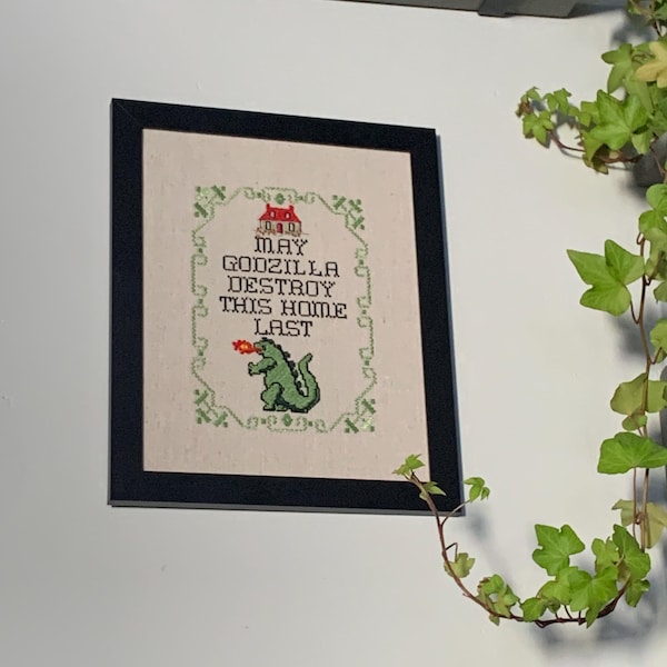 May Godzilla Destroy This Home Last Embroidered Kitchen Towel 100% ...