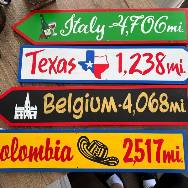Family Directional Signs Personalized Mileage Arrows, Fully ...