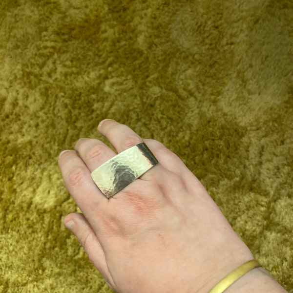 Two Fingers Hammered Silver Adjustable Ring Contemporary Metalwork ...