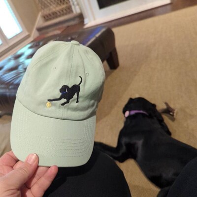 Embroidered Red Labrador Hats W/ Black, Yellow and Chocolate Labs ball ...