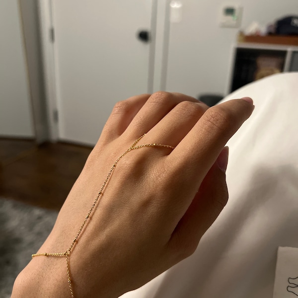 Beaded Hand Chain Bracelet by Caitlyn Minimalist • Beaded Hand Jewelry ...