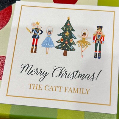 Personalized Watercolor Christmas Calling Card or Sticker Nutcracker ...