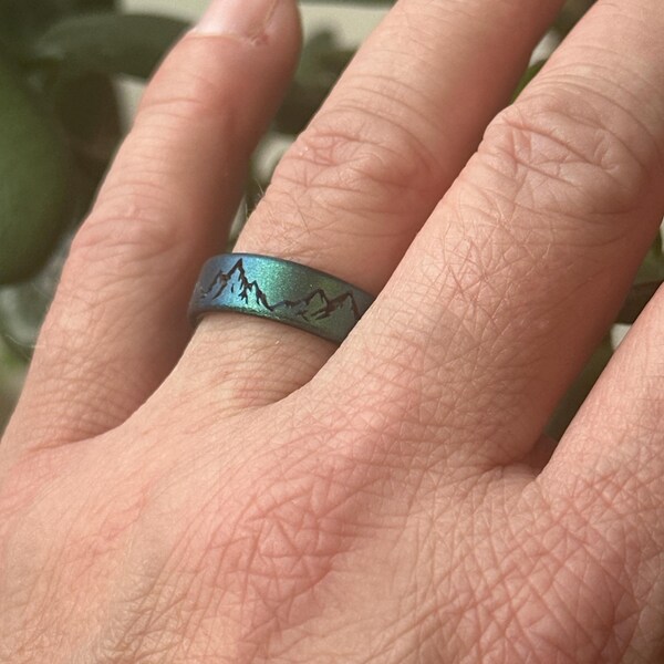 Engraved Silicone Ring for Men Women, Personalized Silicone Wedding ...