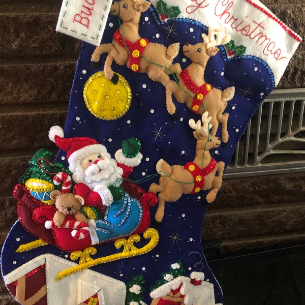 Finished Bucilla Christmas Stocking - Christmas Night, Over the ... Finished Bucilla Christmas Stocking - Christmas Night, Over the ...