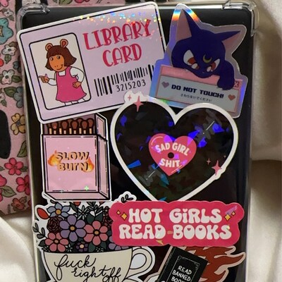 Hot Girls Read Books Sticker Holographic Waterproof Kindle - Etsy