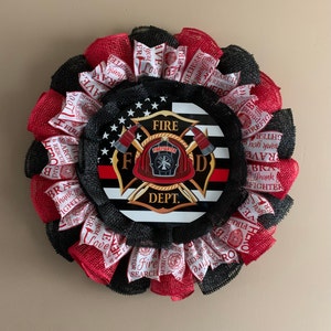 ROUND CRAFT SIGN Fire Dept Thin Red Line Firefighter First Responder ...
