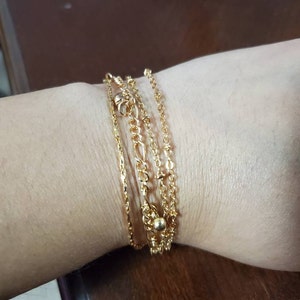 9 Piece Minimalist Gold Bracelet Set, Dainty Gold Bracelet Set, Pretty ...