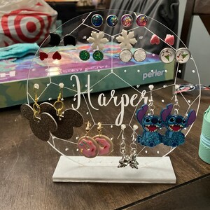 SVG Earring Stand With Ring Tray Laser Cut File for Glowforge Stud ...