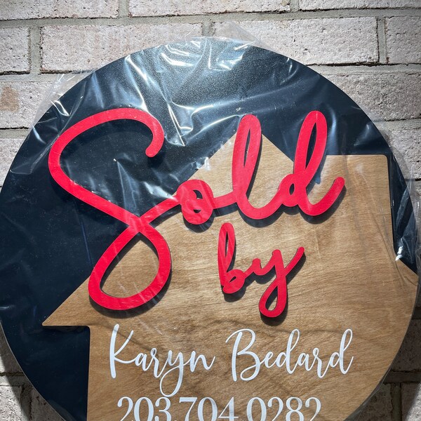 Round Sold Sign, Realtor Closing Custom, Sold Real Estate Sign, Closing ...