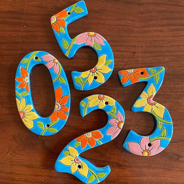 Talavera Ceramic Numbers With Floral Pattern. Custom House Address Wall ...