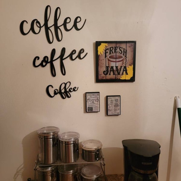Wooden Laser Cut Coffee Sign | Coffee Sign | Wood Words | Coffee | Wood ...