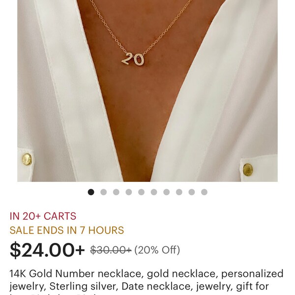 Gold Number Necklace, Sterling Silver, Gold Necklace, Personalized ...