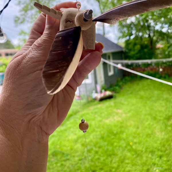 Flying Pig Wood Wind Spinner | When Pigs Fly Hanging Mobile | Whirligig ...
