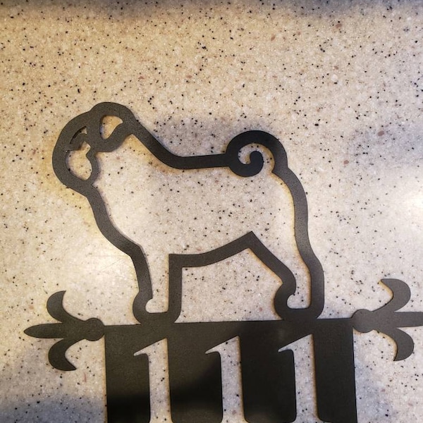 Custom Dog Address Sign, Metal Pug Sign, Custom Metal Address Sign ...