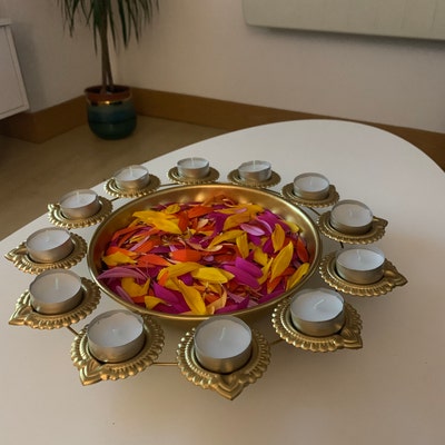 Decorative Lamp Shaped Urli Bowl, Urli Bowl, Urli Set, Urli With Diya ...