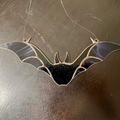 Halloween Bat Stained Glass Bat Decor Window Hangings Stained - Etsy