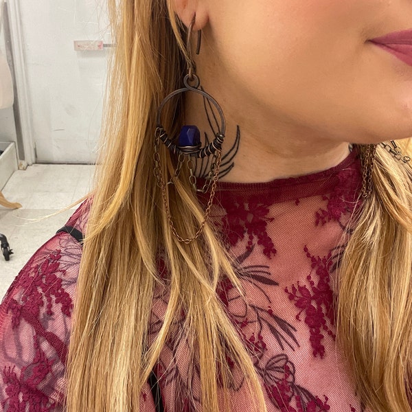 8 Gauge Copper Ear Weights, Obsidian Ear Weights, Arrowheads Ear ...