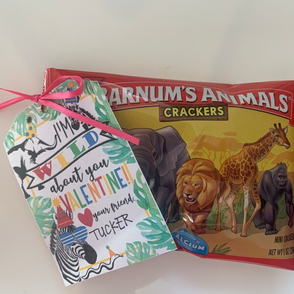 Wild Animal Valentine's Day Printable Tag, Jungle Valentine Class ...