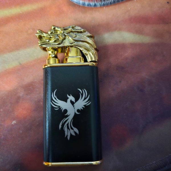Personalized Dragon Lighter With Two Flames - Refillable Windproof ...