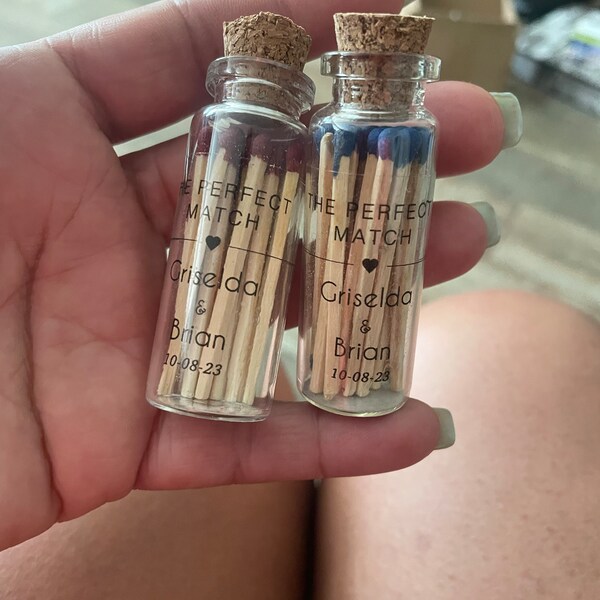 Wedding Matches, the Perfect Match, Glass Bottle, Custom Label, Wedding ...