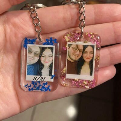 Personalized Photo Heart Keychain customize W/your Photo, Resin Photo ...
