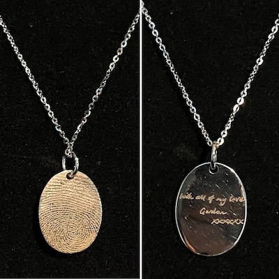 Rectangle Engraved Drawing/handwriting Sterling Silver Pendant With ...