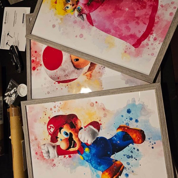 Super Mario Bros Watercolour Prints Set of 6, Mario Poster Mario Print ...