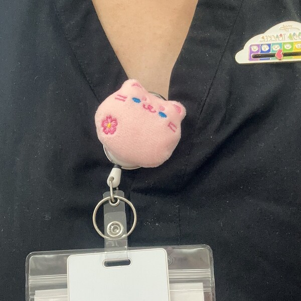 Cute Plush Sakura Neko Reel/badge Reel/nurse Badge/badge Holder/id ...