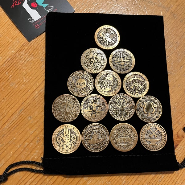 14 DND CHARACTER TOKENS, 1 Inch Dungeons and Dragons Charachter Coins ...
